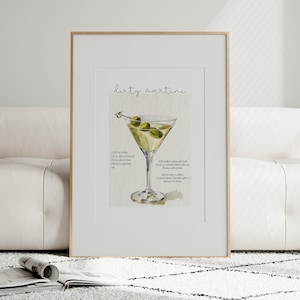 Dirty Martini Print Dirty Martini Recipe Card Martini Card Cocktail ...
