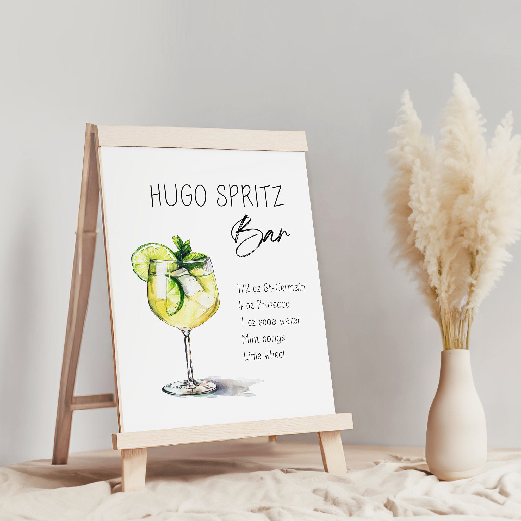 Hugo Spritz Bar Sign Editable Hugo Spritz Cocktail Card Cocktail Sign ...
