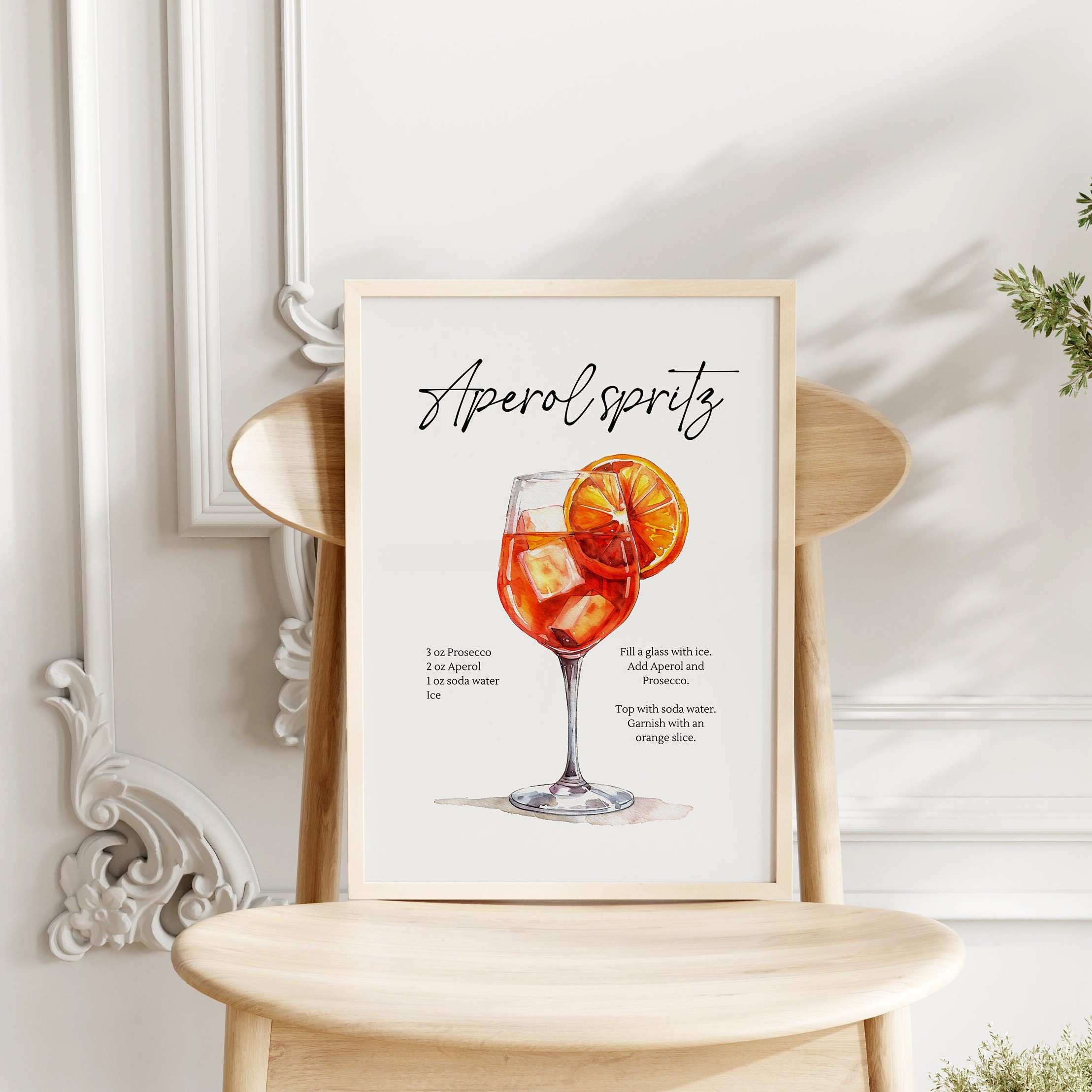 Aperol Spritz Cocktail Recipe Print Cocktail Recipe Card Digital ...