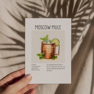Moscow Mule Cocktail Recipe Card Moscow Mule Card Instant Download ...