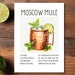 Moscow Mule Cocktail Recipe Card Moscow Mule Card Instant Download ...