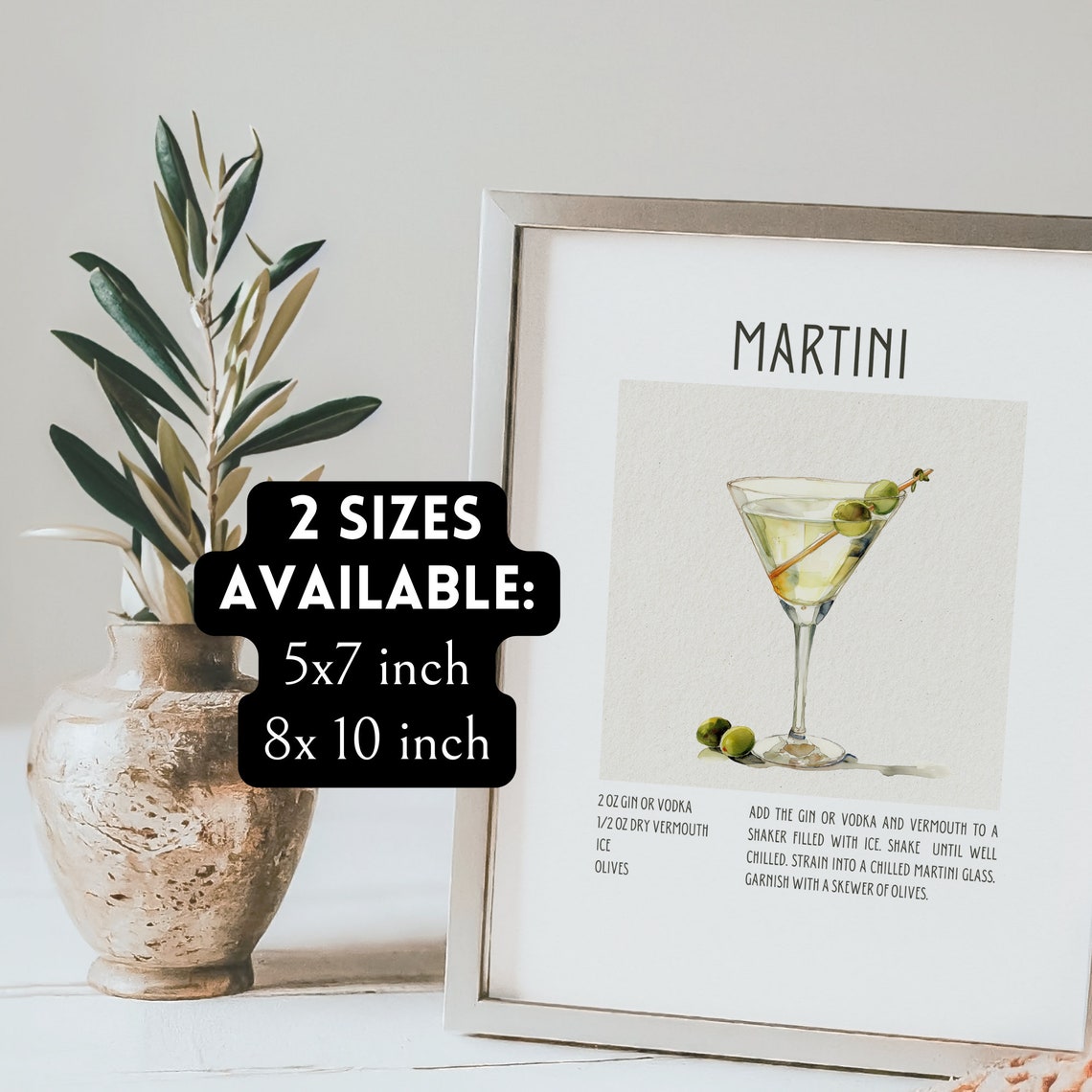 Cocktail Recipe Cards 6 Cocktail Cards Cocktail Prints Bar Cart Decor ...