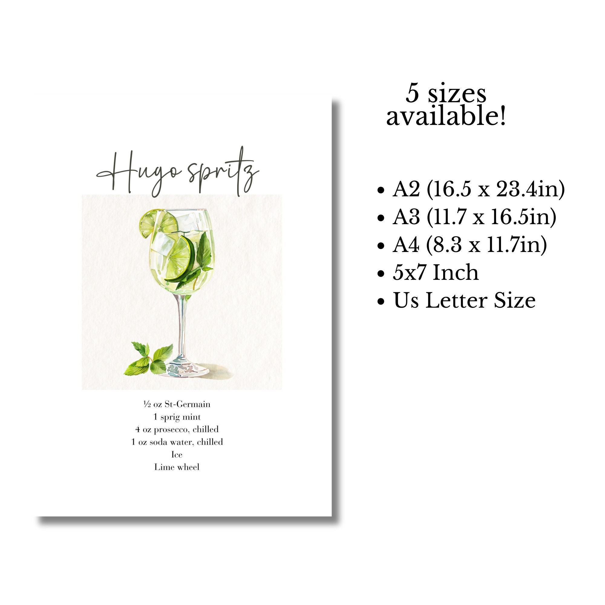 Hugo Spritz Cocktail Print Hugo Print Printable Drink Illustration ...