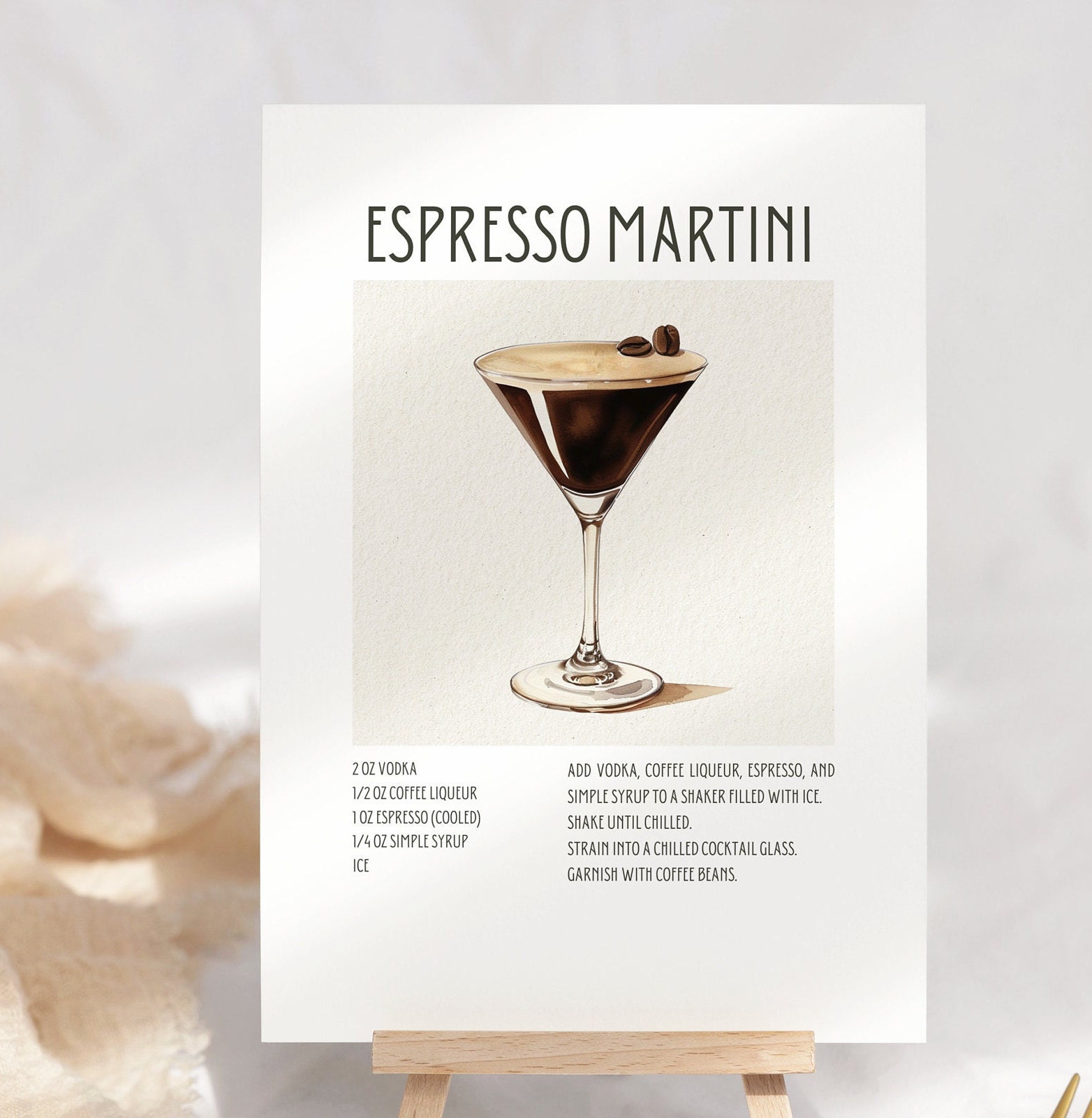 Espresso Martini Recipe Card Prinable Recipe Card Art Espresso Martini ...