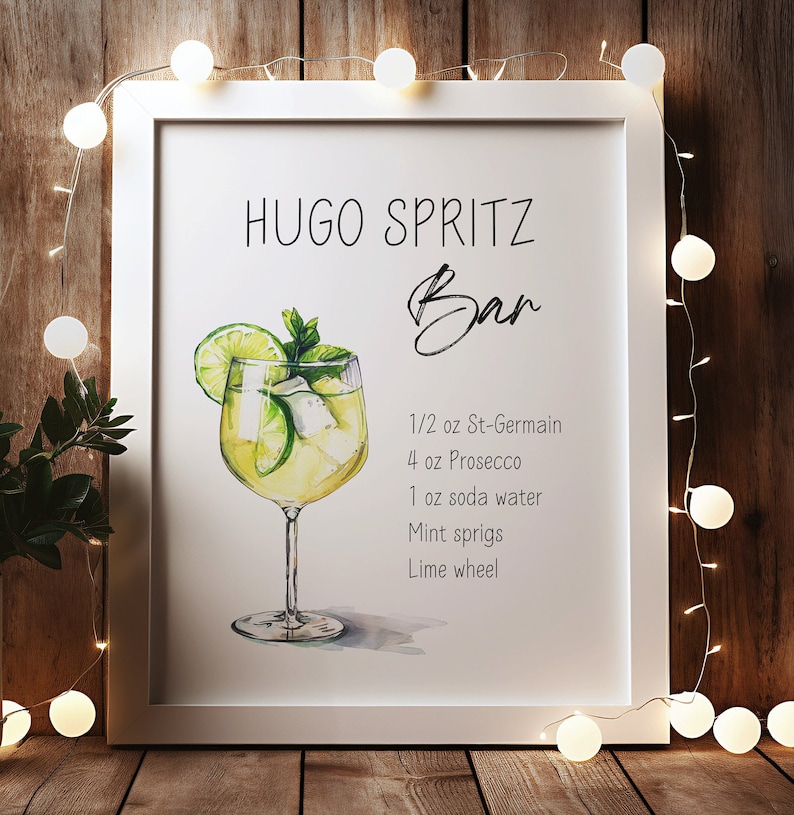 Hugo Spritz Bar Sign Editable Hugo Spritz Cocktail Card Cocktail Sign ...