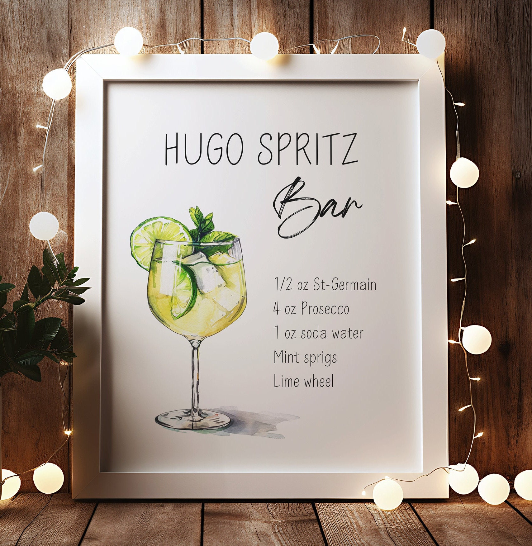 Hugo Spritz Bar Sign Editable Hugo Spritz Cocktail Card Cocktail Sign ...