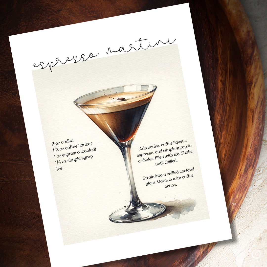 Espresso Martini Recipe Espresso Martini Card Cocktail Recipes - Etsy