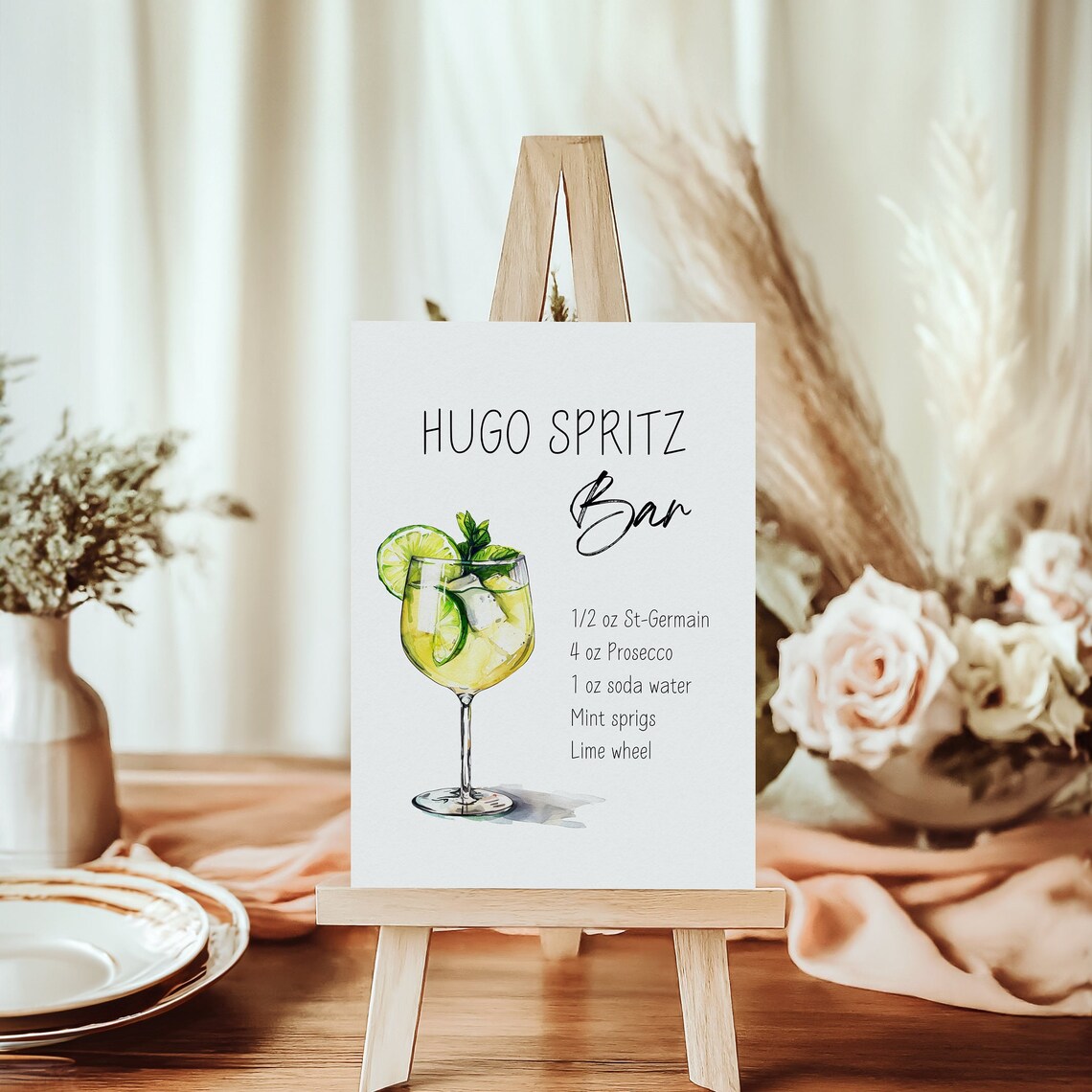 Hugo Spritz Bar Sign Editable Hugo Spritz Cocktail Card Cocktail Sign ...