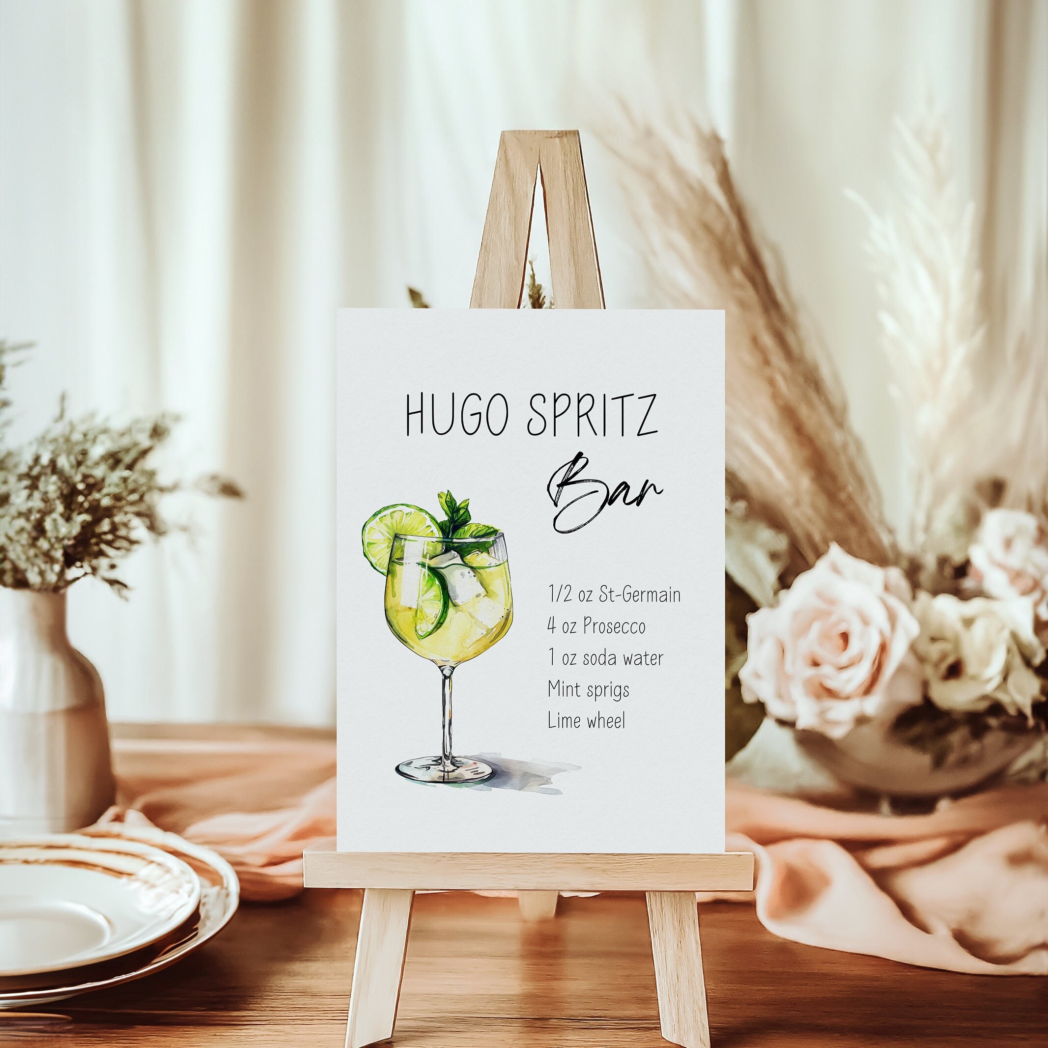 Hugo Spritz Bar Sign Editable Hugo Spritz Cocktail Card Cocktail Sign ...