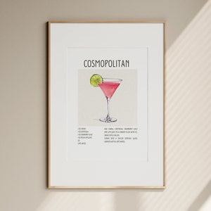 Cosmopolitan Recipe Card Print Cosmopolitan Card Cosmo Print Cocktail ...
