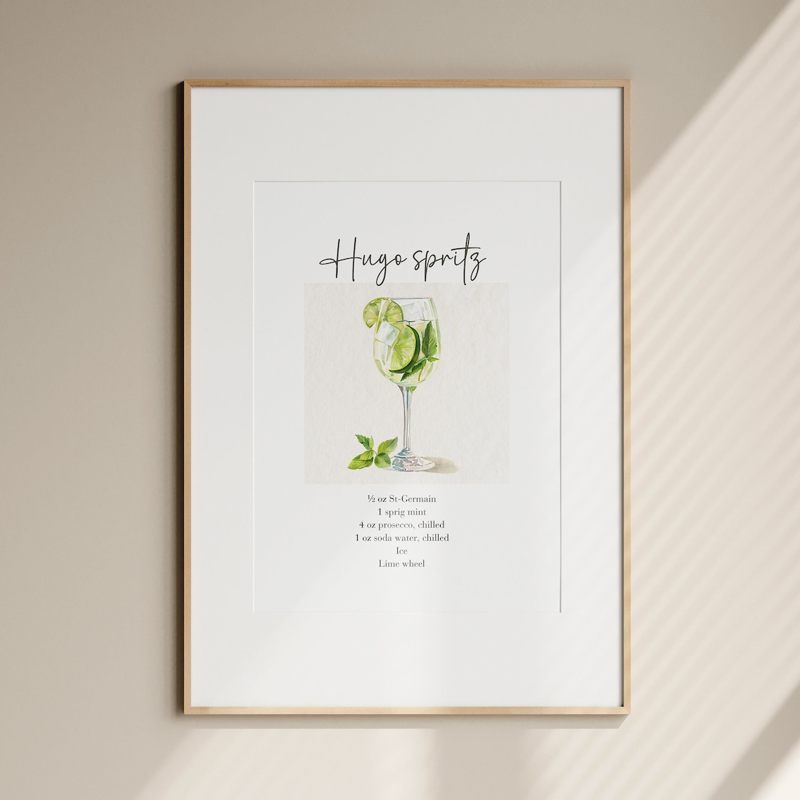 Hugo Spritz Cocktail Print Hugo Print Printable Drink Illustration ...