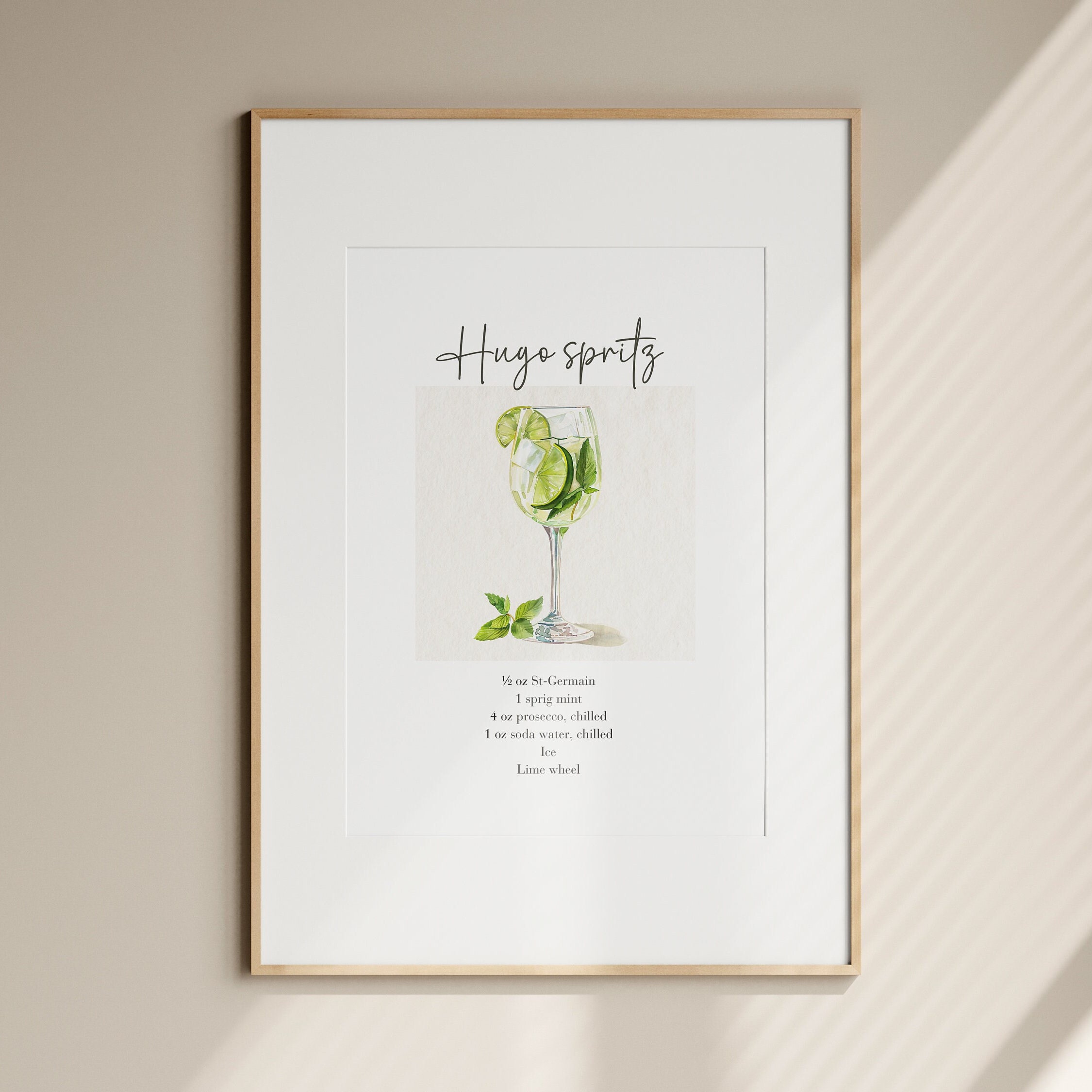 Hugo Spritz Cocktail Print Hugo Print Printable Drink Illustration ...