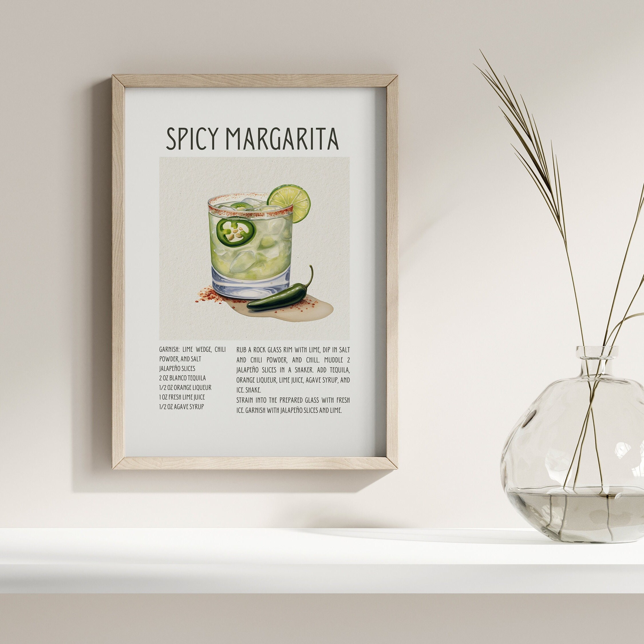 Spicy Margarita Sign Cocktail Recipe Card Spicy Marg Instant Download ...