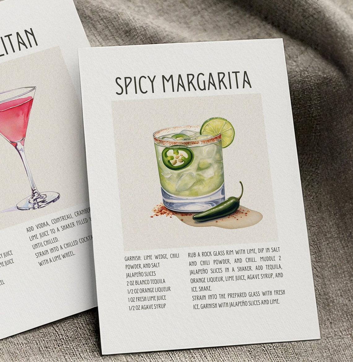 Spicy Margarita Sign Cocktail Recipe Card Spicy Marg Instant Download ...