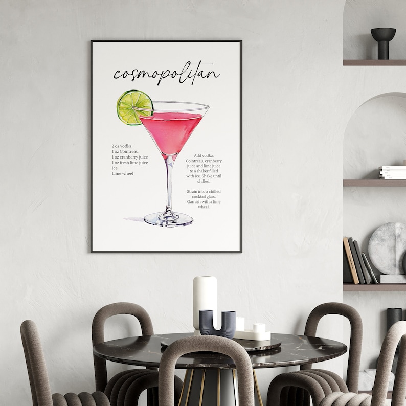 Cosmo Print Cosmopolitan Print Cocktail Card Printable Drink Poster ...