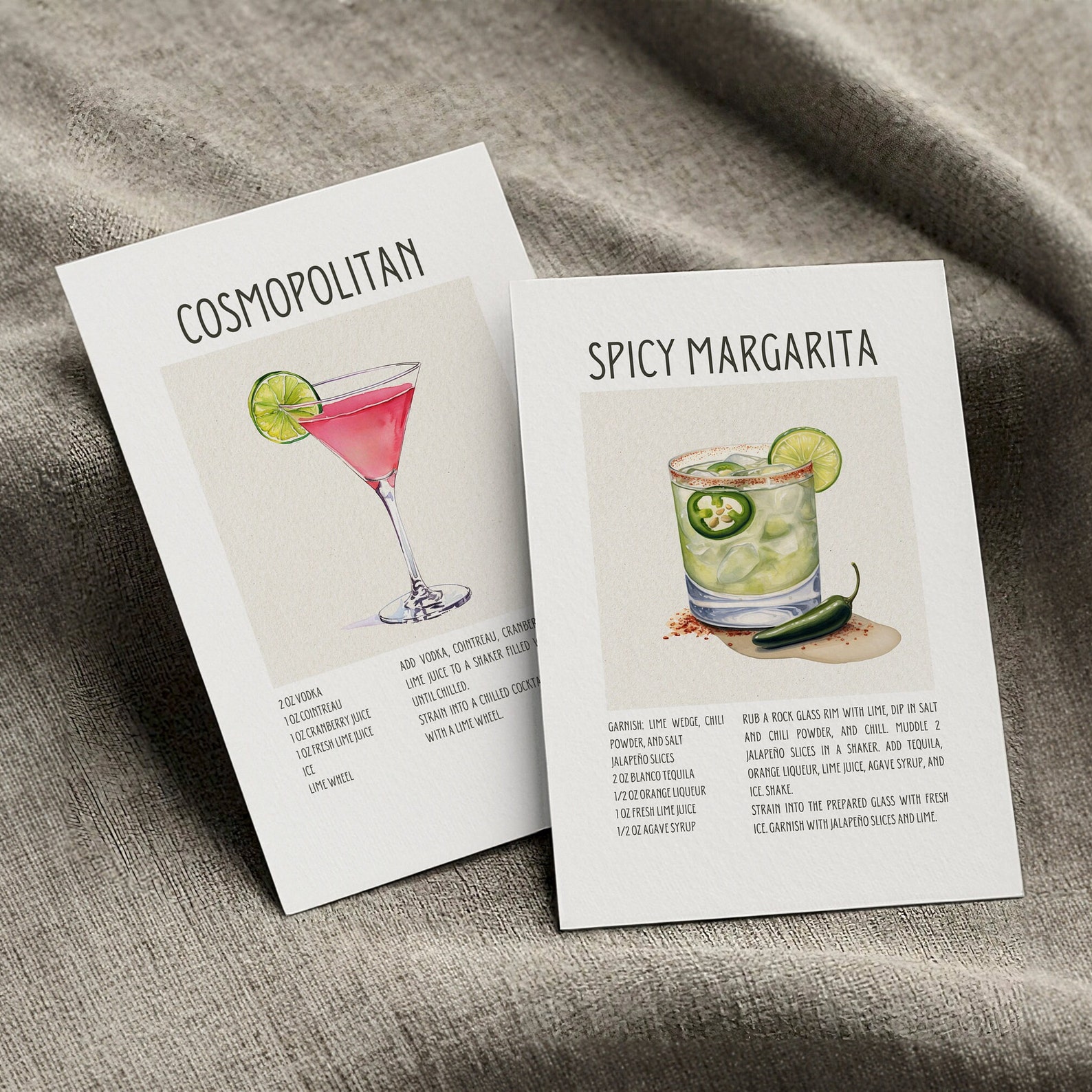 Spicy Margarita Cocktail Recipe Card Cocktail Recipe Print Spicy Marg ...