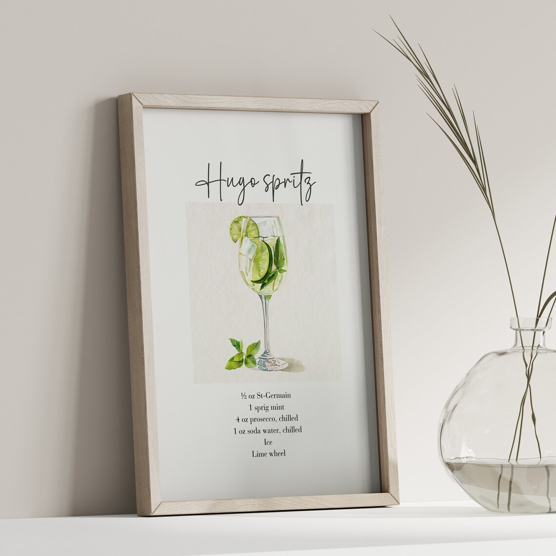 Hugo Spritz Cocktail Print Hugo Print Printable Drink Illustration ...
