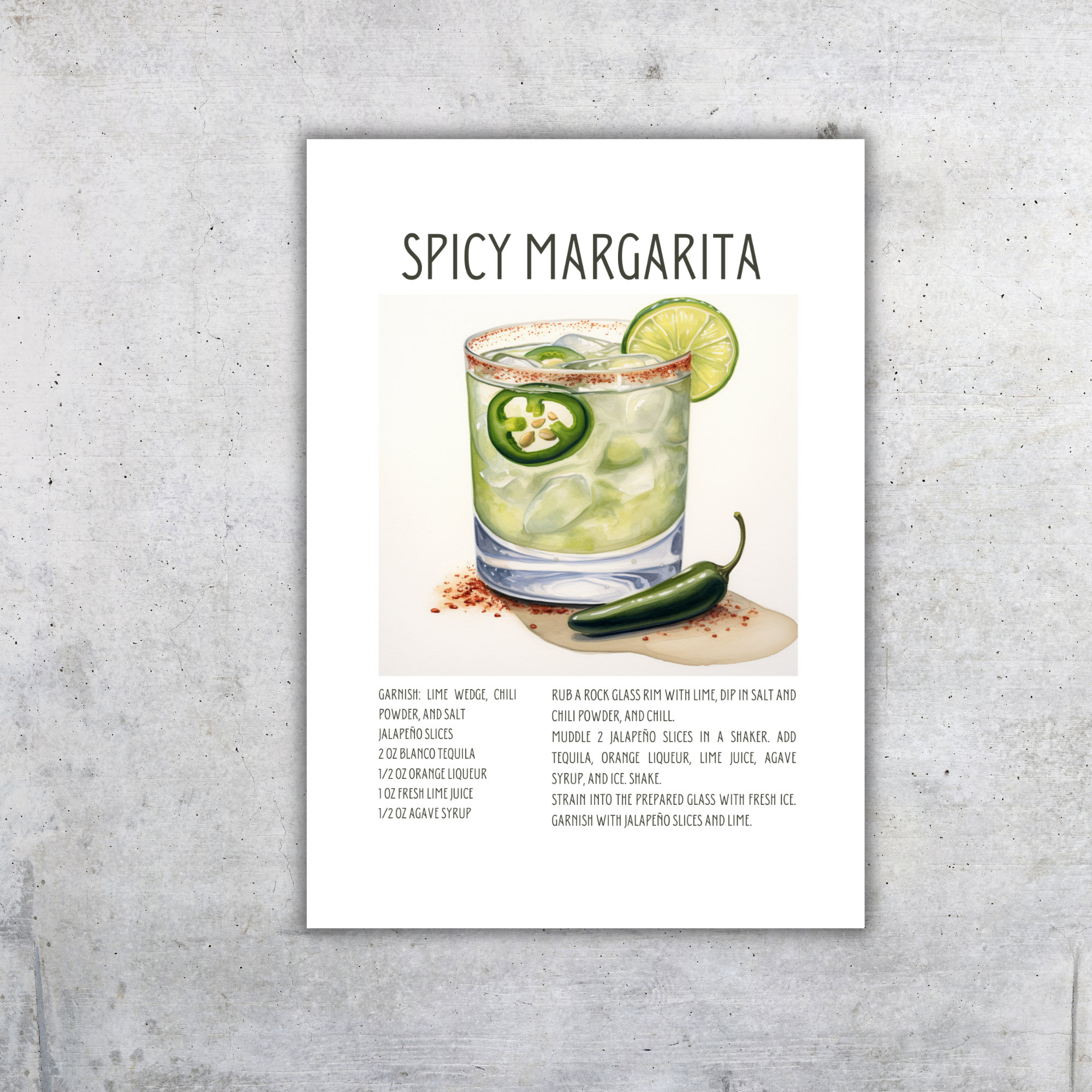 Spicy Margarita Sign Cocktail Recipe Card Spicy Marg Instant Download ...