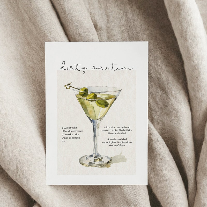 Martini and Cards Print Art - Etsy