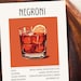 Negroni Cocktail Art Print Negroni Recipe Retro Cocktail Print Negroni ...