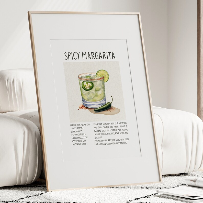 Spicy Margarita Cocktail Recipe Card Cocktail Recipe Print Spicy Marg ...