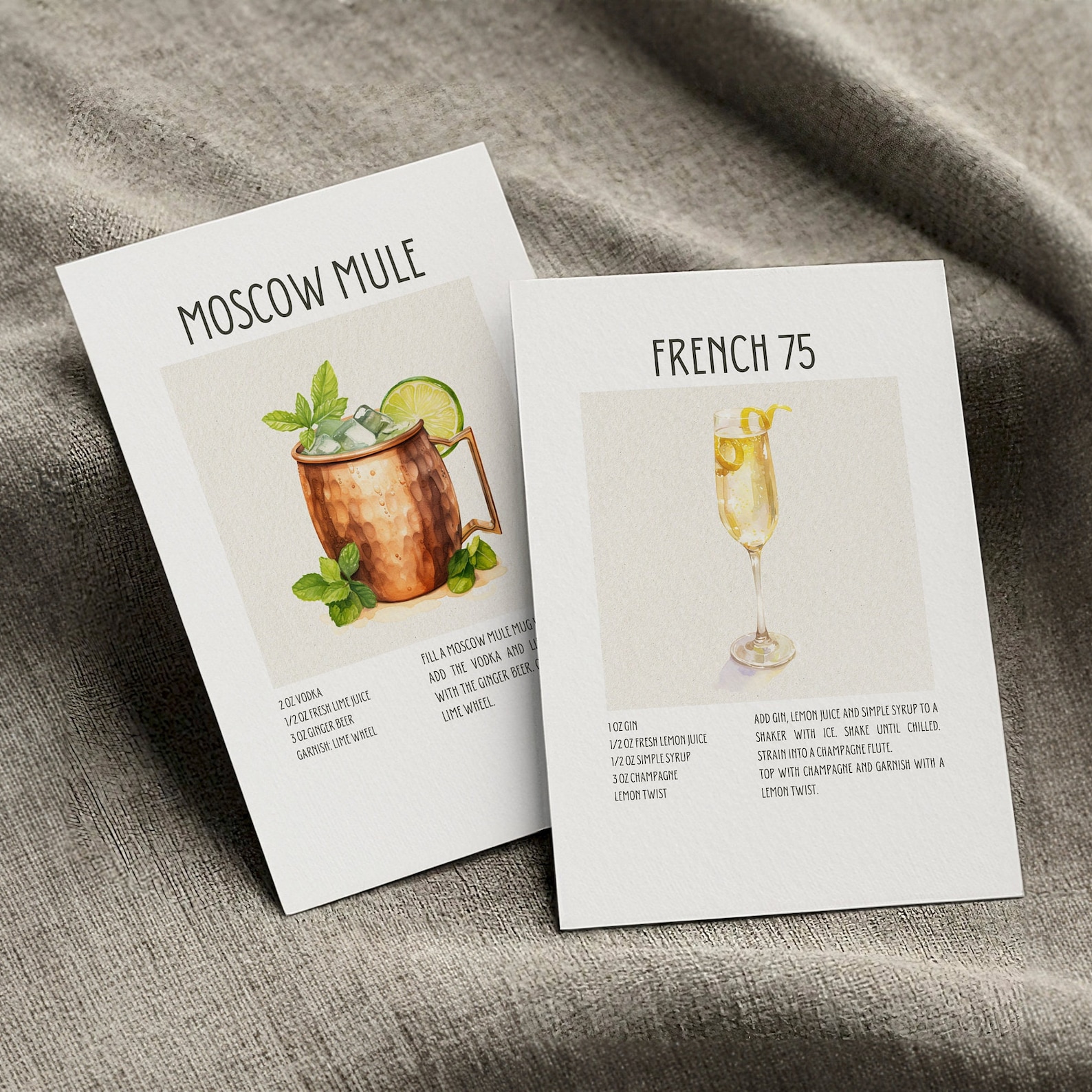 Moscow Mule Cocktail Recipe Card Moscow Mule Card Instant Download ...