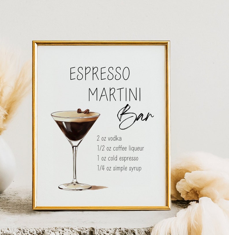 Espresso Martini Bar Sign Editable Espresso Martini Card Cocktail Sign ...