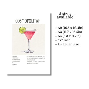 Cosmopolitan Recipe Card Print Cosmopolitan Card Cosmo Print Cocktail ...