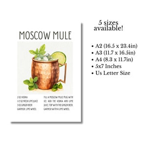 Moscow Mule Cocktail Recipe Card Moscow Mule Card Instant Download ...