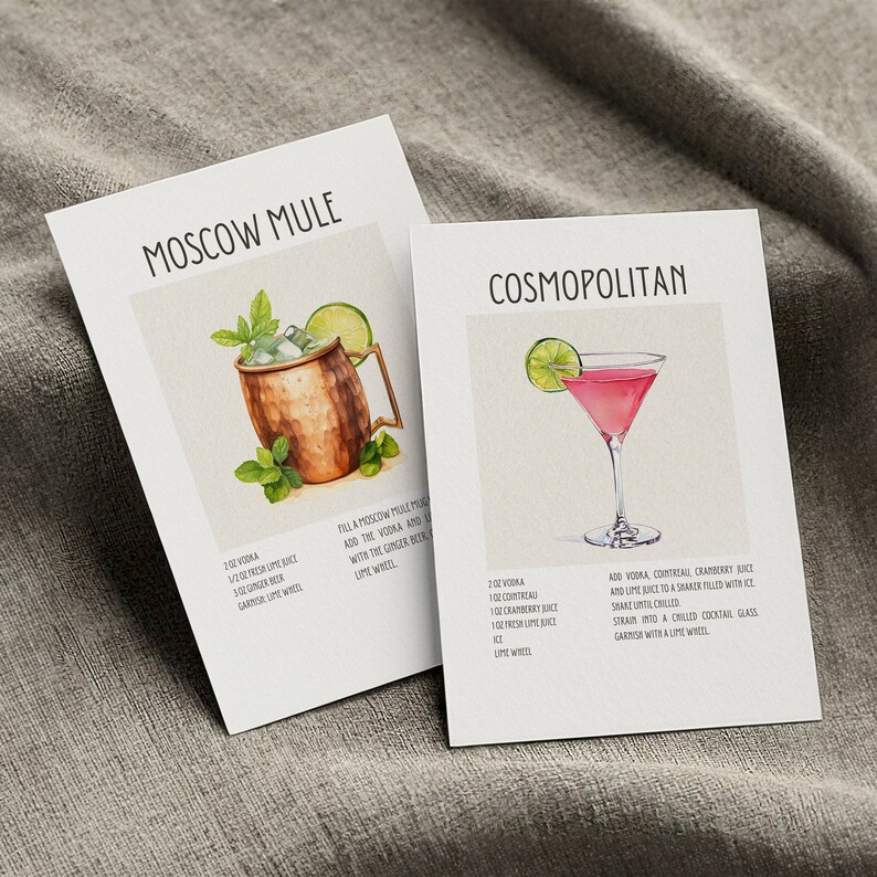 Cosmopolitan Recipe Card Print Cosmopolitan Card Cosmo Print Cocktail ...