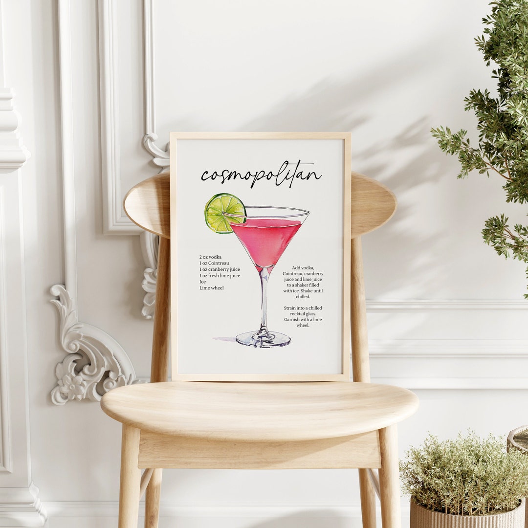 Cosmopolitan Print Cosmo Print Printable Drink Illustration ...