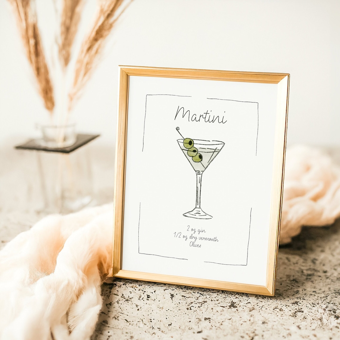 Cocktail Recipe Cards Hand Drawn Cocktails Rustic Cocktail Art Cute Bar ...