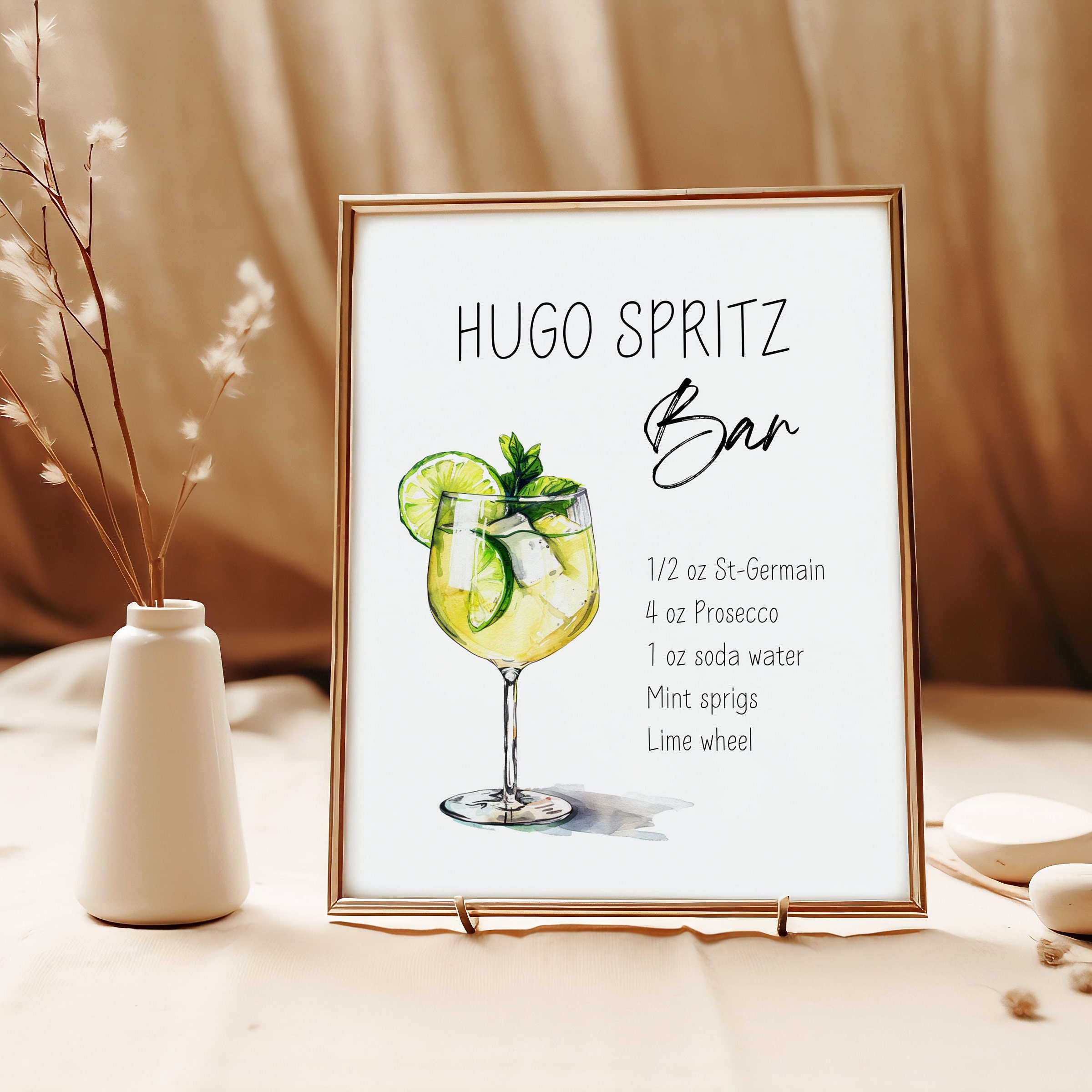 Hugo Spritz Bar Sign Editable Hugo Spritz Cocktail Card Cocktail Sign ...