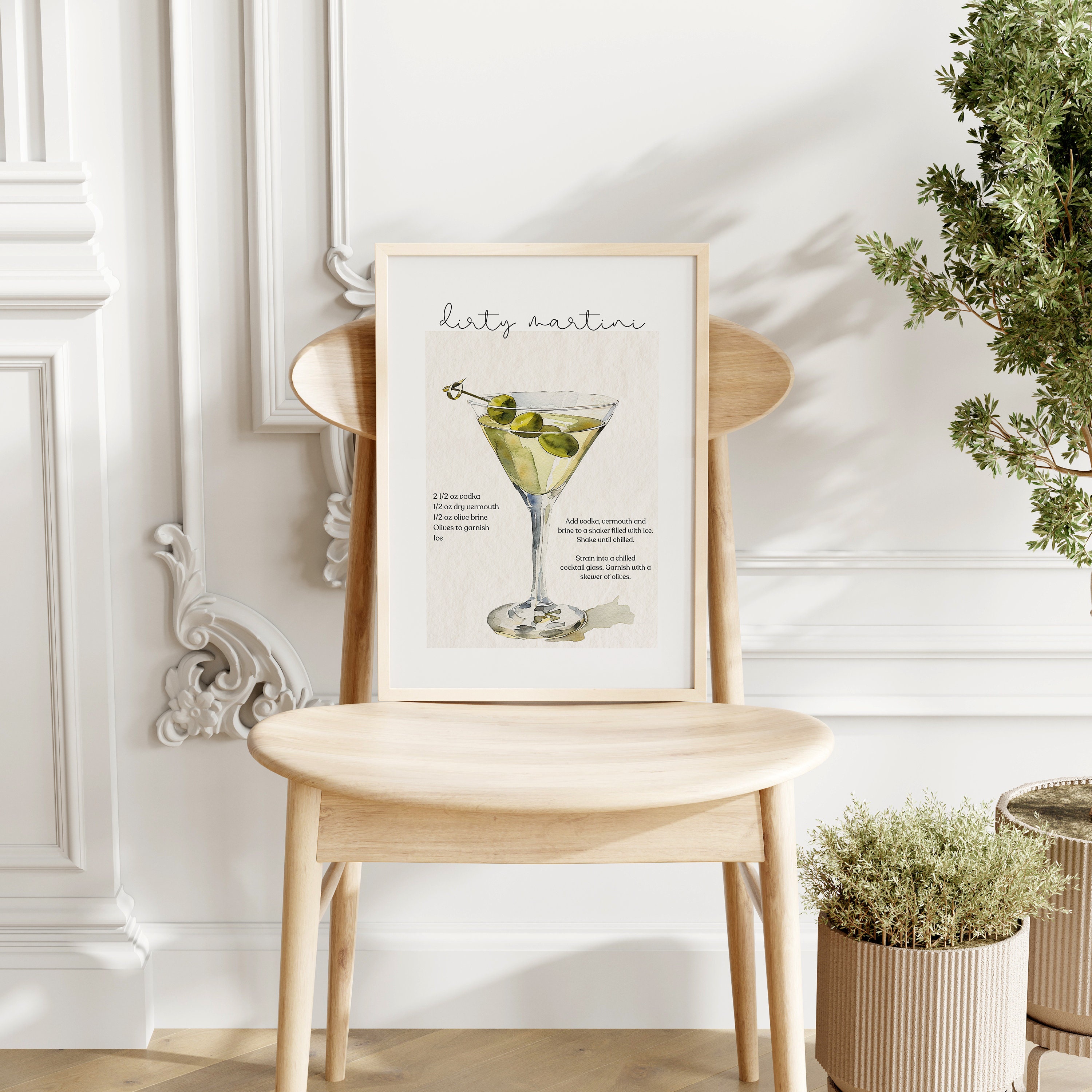 Dirty Martini Print Dirty Martini Recipe Card Martini Card Cocktail ...