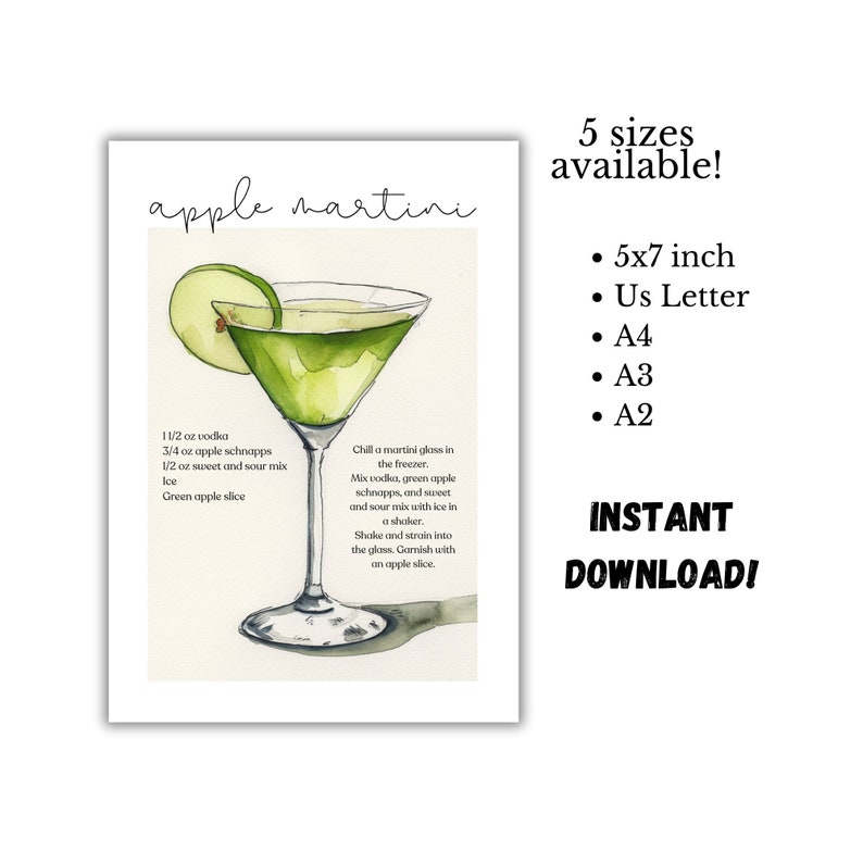 Apple Martini Recipe Appletini Card Appletini Cocktail Recipes Cocktail ...
