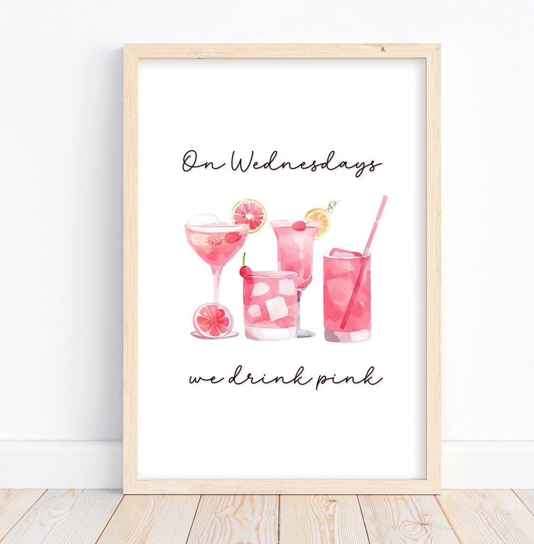 Pink Cocktail Art Pink Cocktails Drinks Poster Pink Alcohol Prints ...