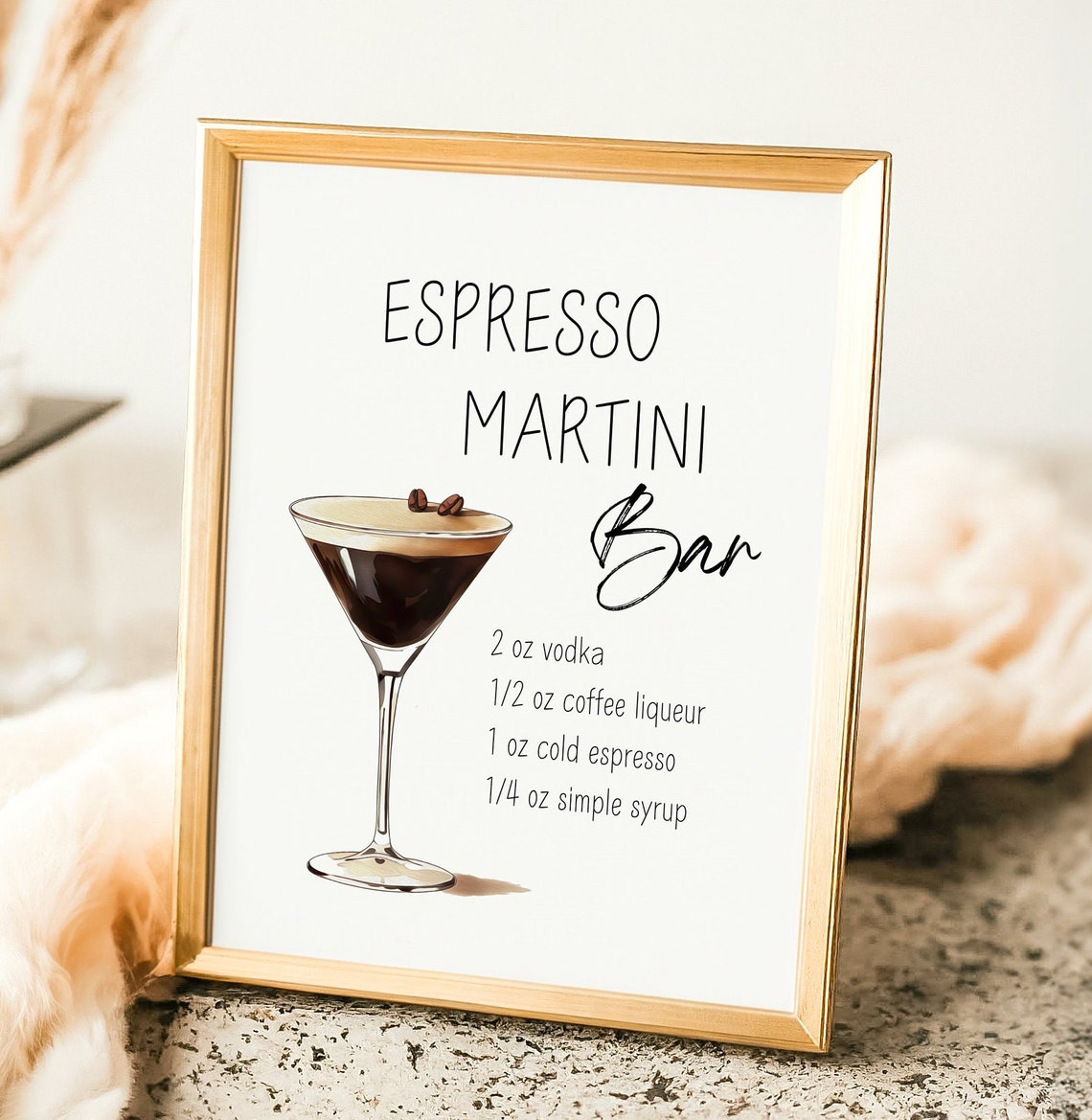 Espresso Martini Bar Sign Editable Espresso Martini Card Cocktail Sign ...