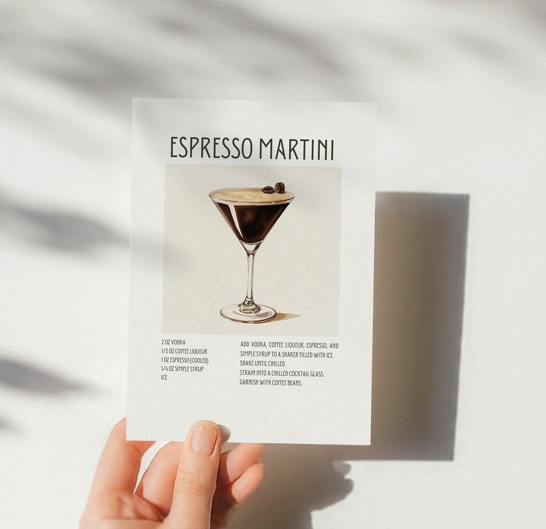 Espresso Martini Recipe Card Prinable Recipe Card Art Espresso Martini ...