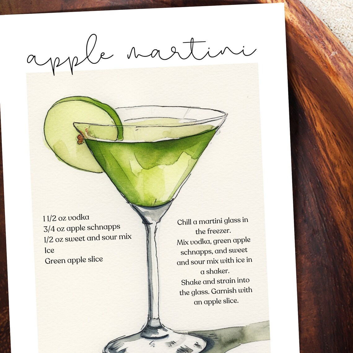 Apple Martini Recipe Appletini Card Appletini Cocktail Recipes Cocktail ...