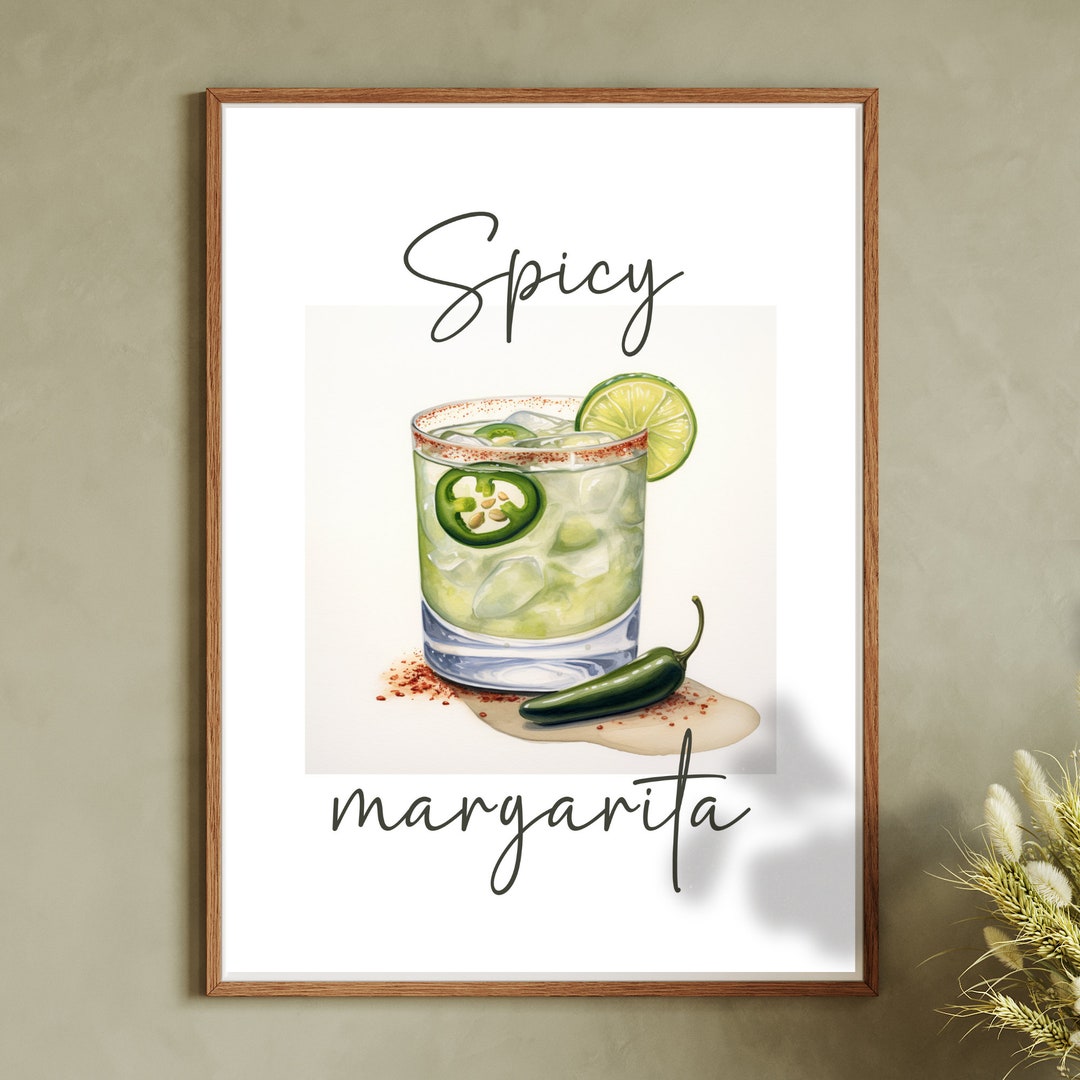 Cocktail Prints Print Spicy Marg Poster Cocktail Print Cocktail Poster ...