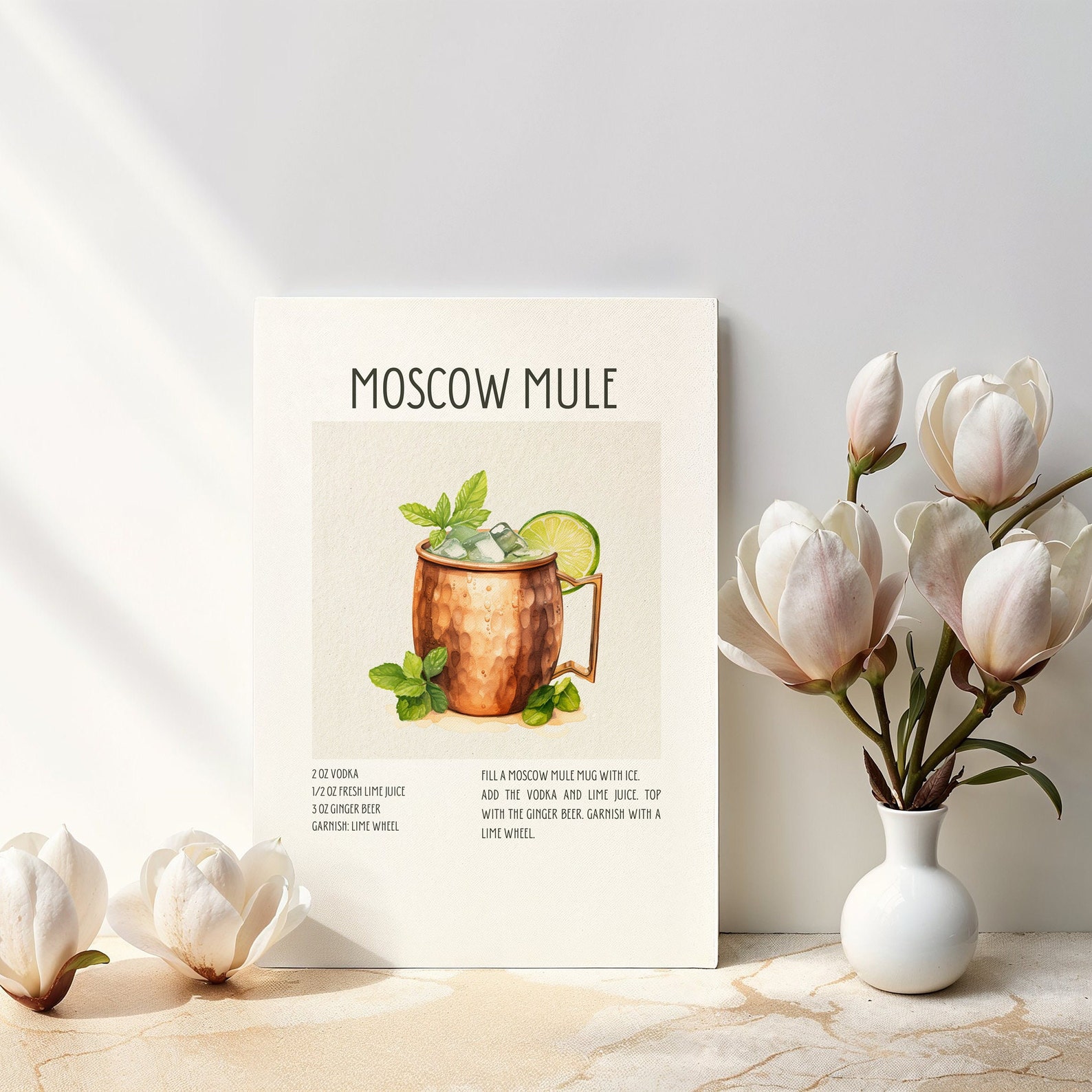 Moscow Mule Cocktail Recipe Card Moscow Mule Card Instant Download ...