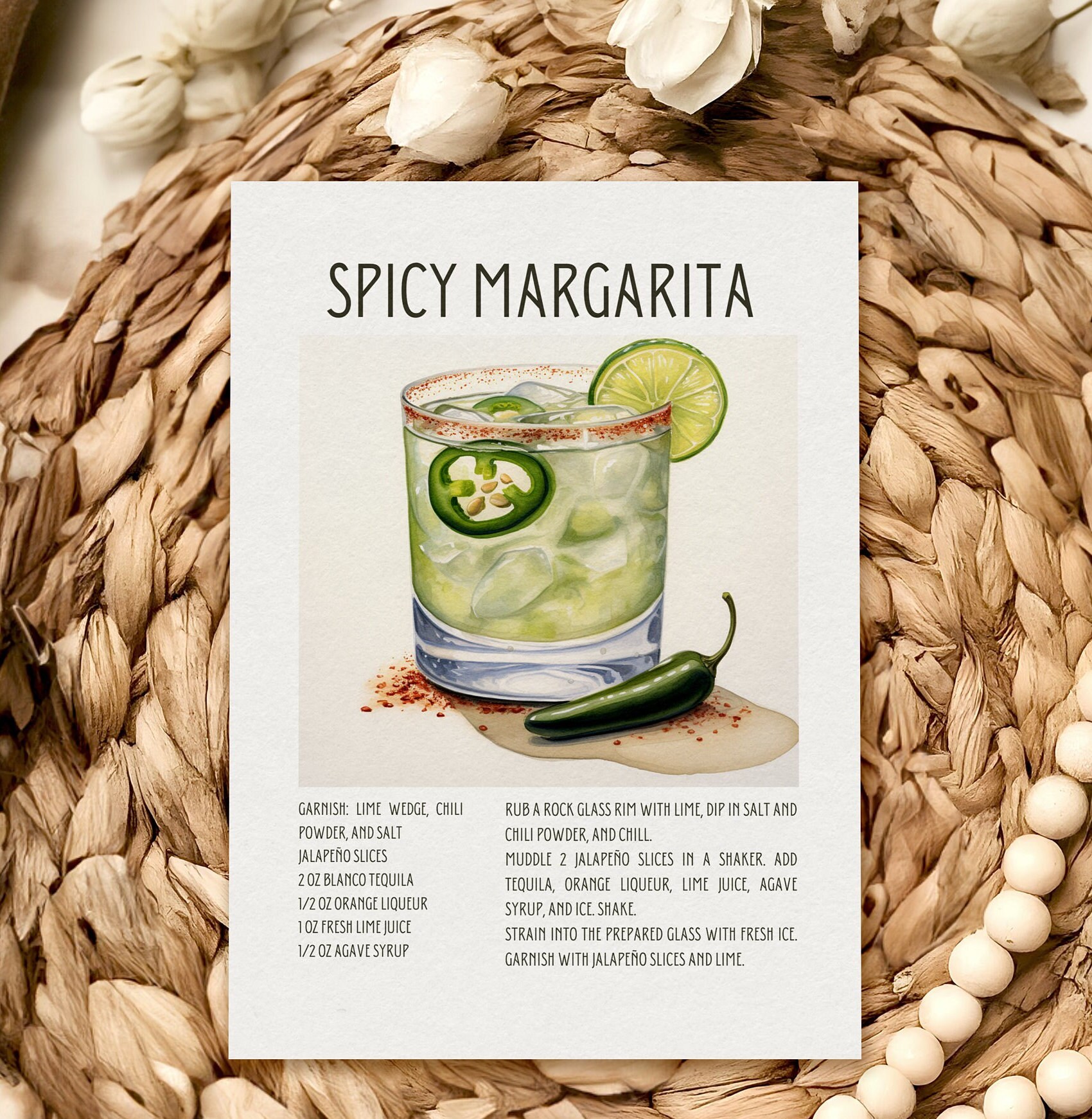 Spicy Margarita Sign Cocktail Recipe Card Spicy Marg Instant Download ...
