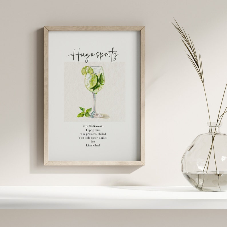 Hugo Spritz Cocktail Print Hugo Print Printable Drink Illustration ...