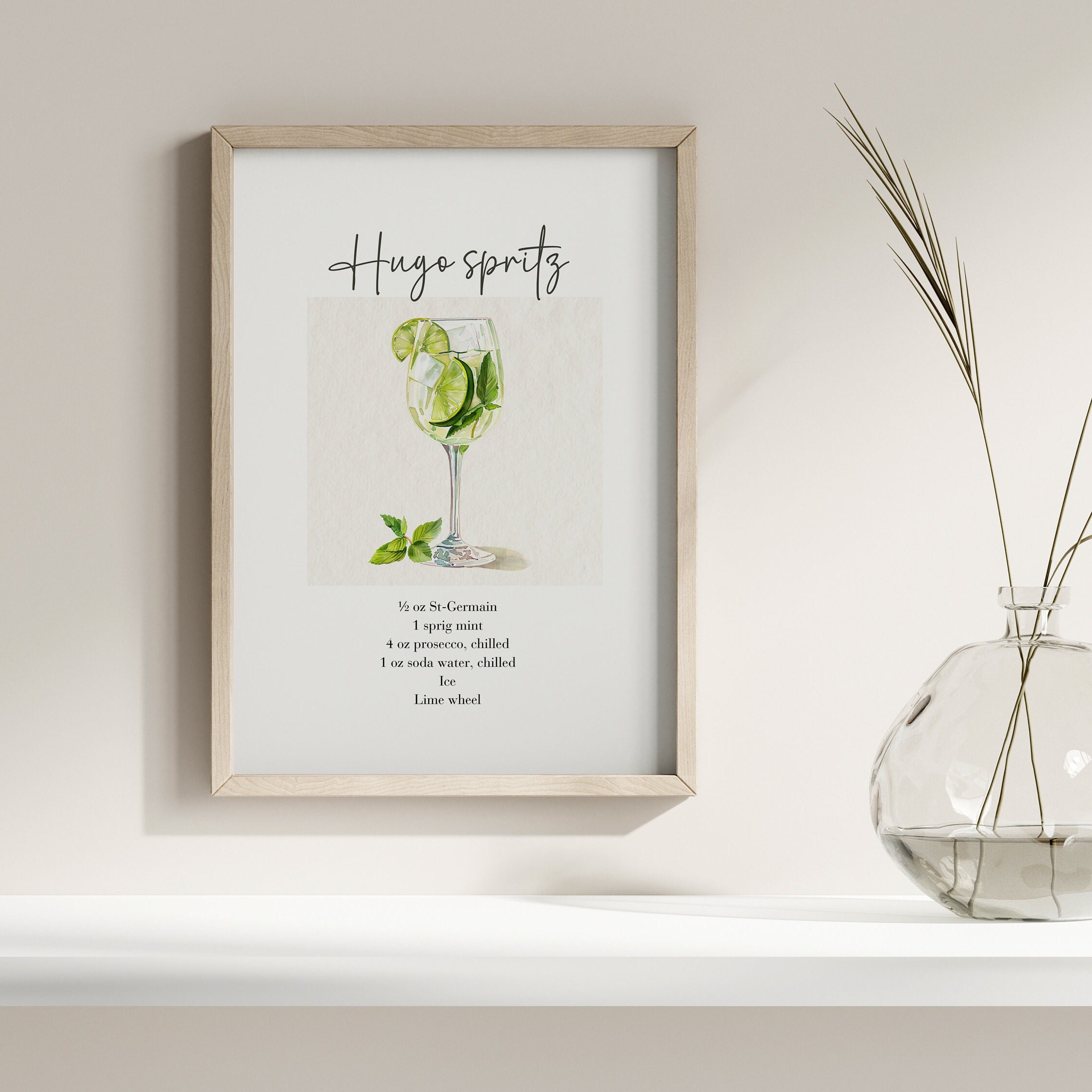 Hugo Spritz Cocktail Print Hugo Print Printable Drink Illustration ...