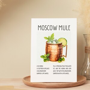 Moscow Mule Cocktail Recipe Card Moscow Mule Card Instant Download ...