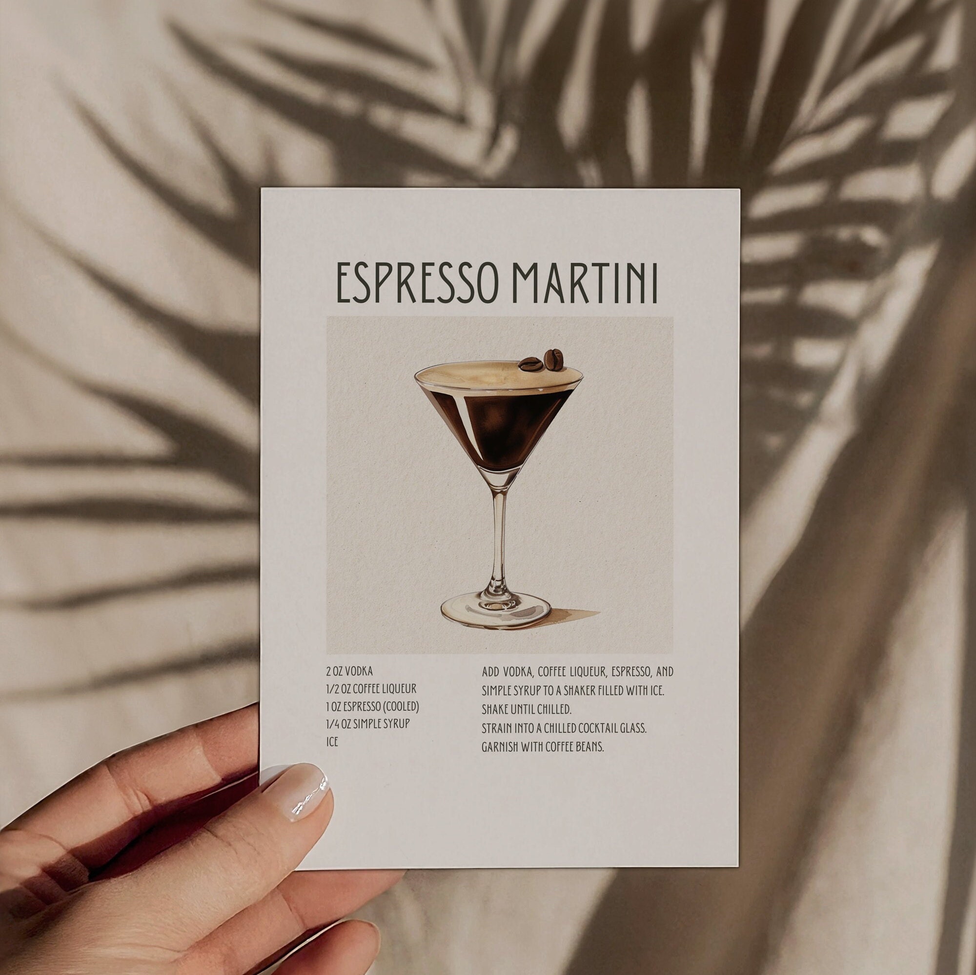 Espresso Martini Recipe Card Prinable Recipe Card Art Espresso Martini ...