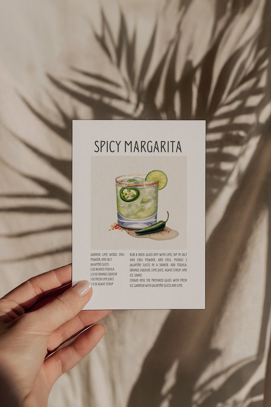 Spicy Margarita Sign Cocktail Recipe Card Spicy Marg Instant Download ...