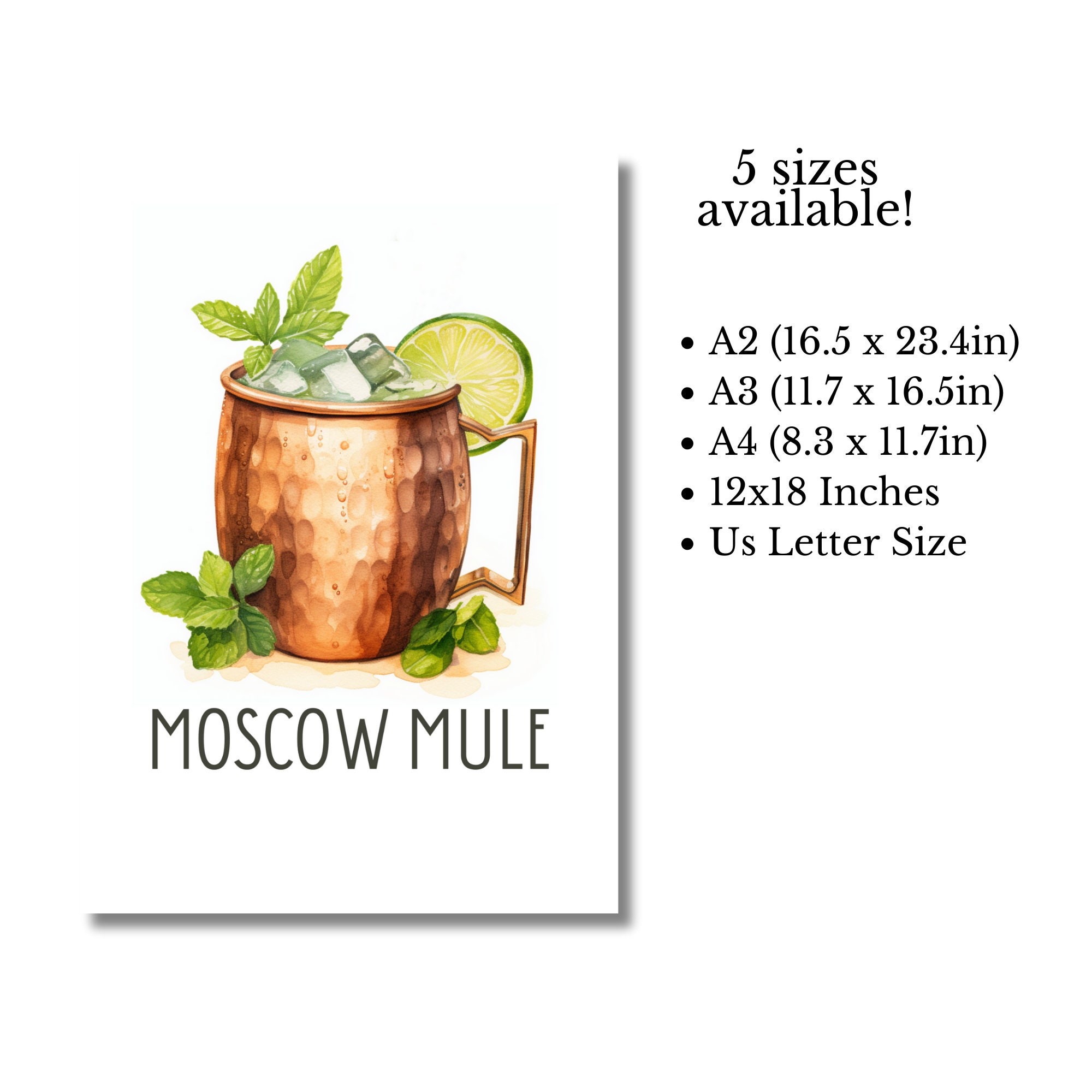 Moscow Mule Cocktail Recipe Card Moscow Mule Card Instant Download ...