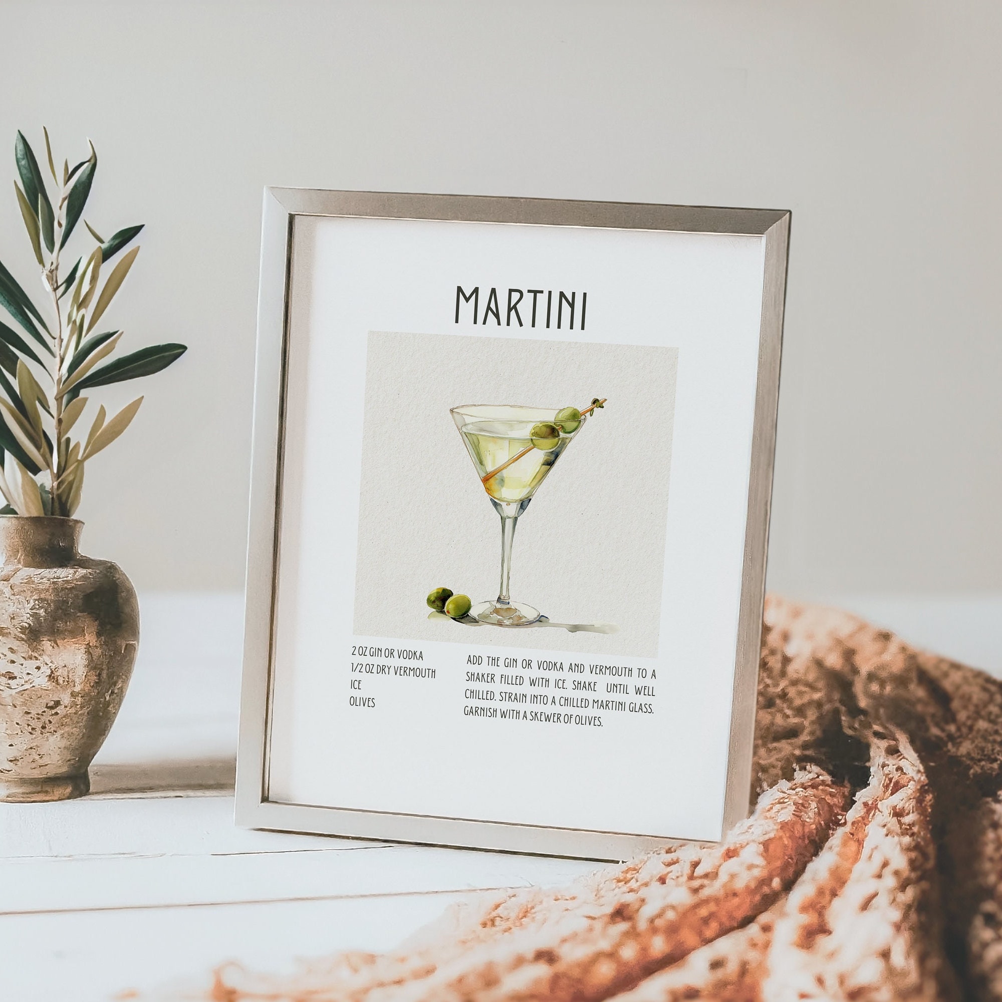 6 Cocktail Recipe Cards Cocktail Cards Cockail Prints Bar Cart Decor ...