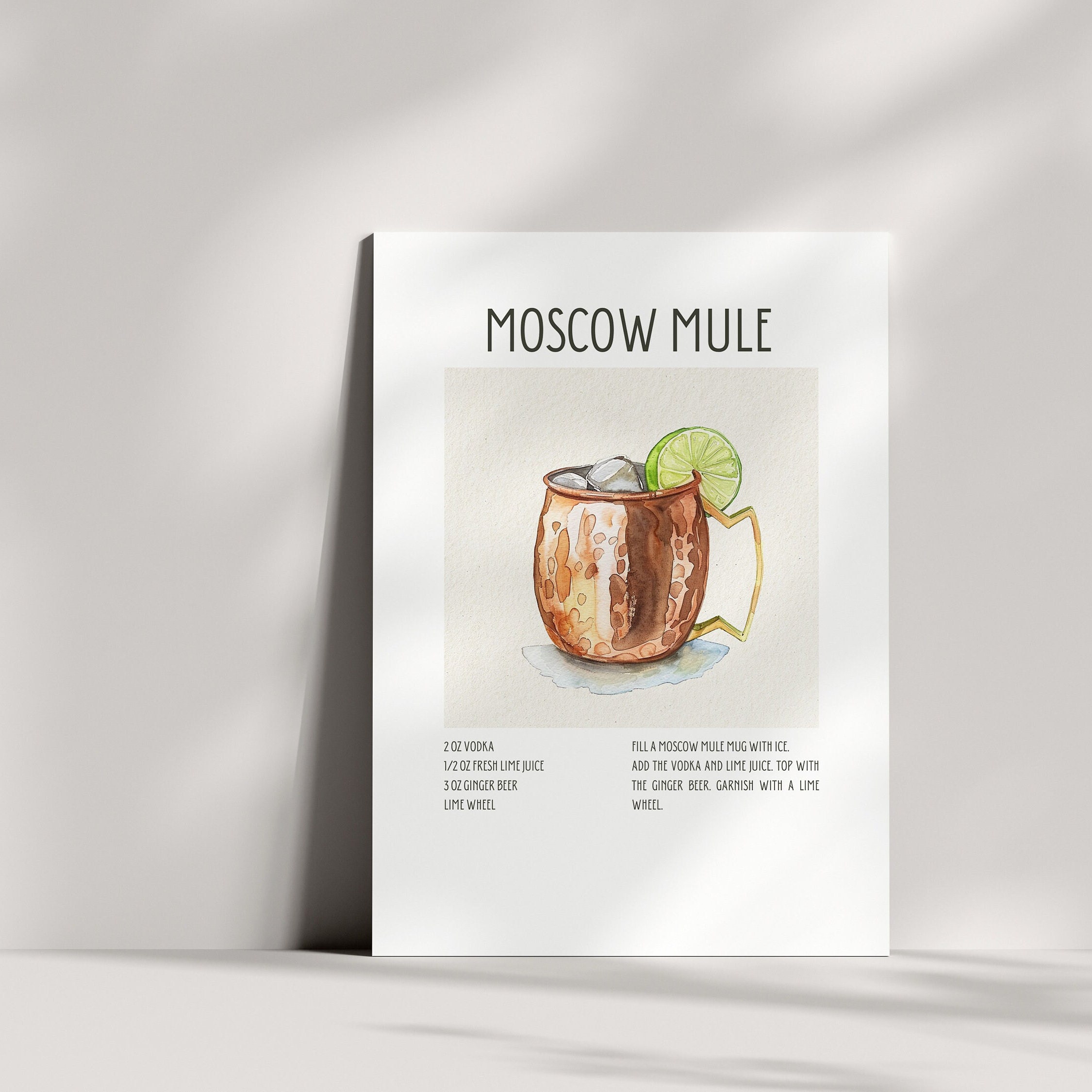 6 Cocktail Recipe Cards Cocktail Cards Cockail Prints Bar Cart Decor ...